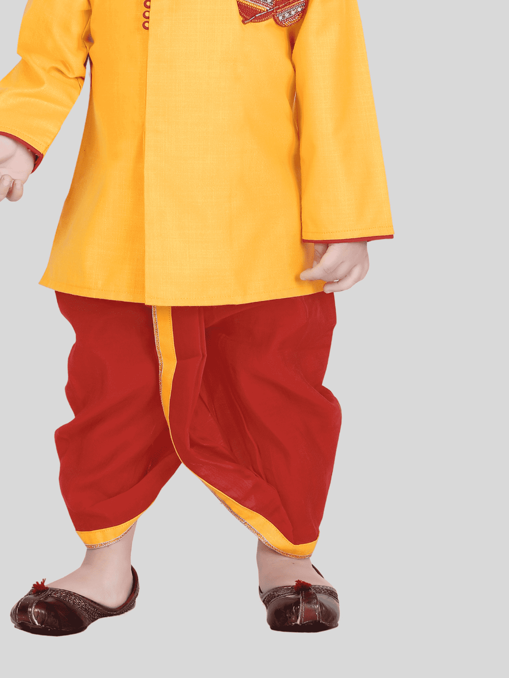 Boys Traditional Printed Chudidar Kurta Set - Yellow – Pintoo Garments